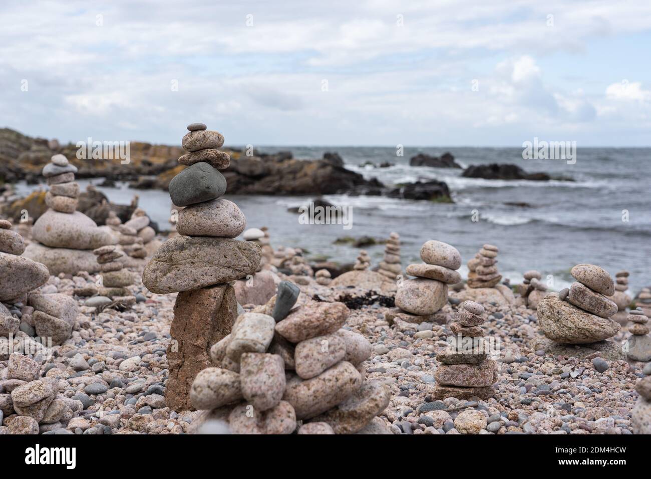 A beautiful shot of rock sculptures on the shore of the Hammerknuden ...