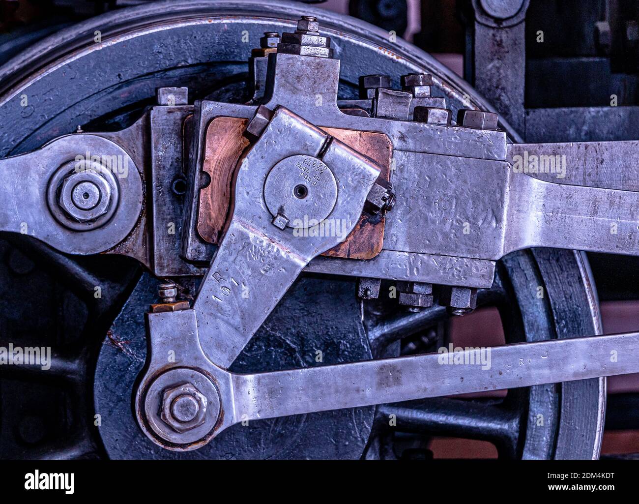 Close-up of a main drive wheel and linkages of a steam locomotive Stock ...