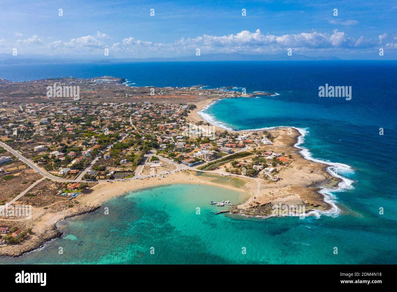 Aerial coastal view of Stavros Beach and Pachia Ammos Beach, Crete ...