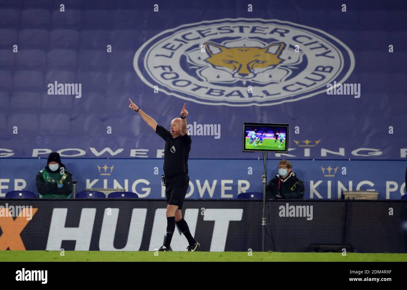 Referee Lee Mason rules out a penalty during the Premier League match ...