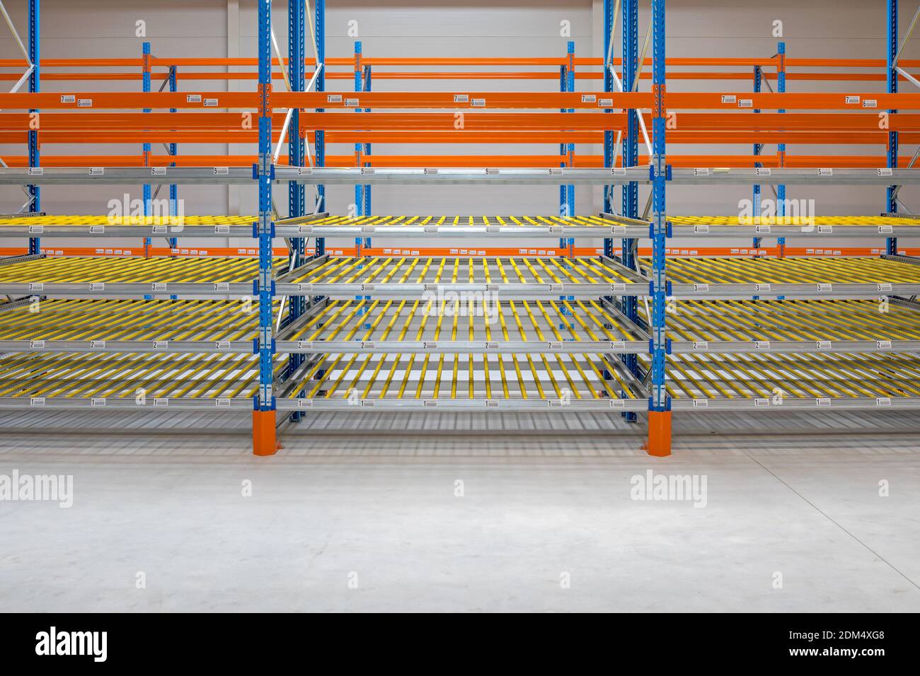 Gravity Flow Rack Shelving in Distribution Warehouse Stock Photo - Alamy