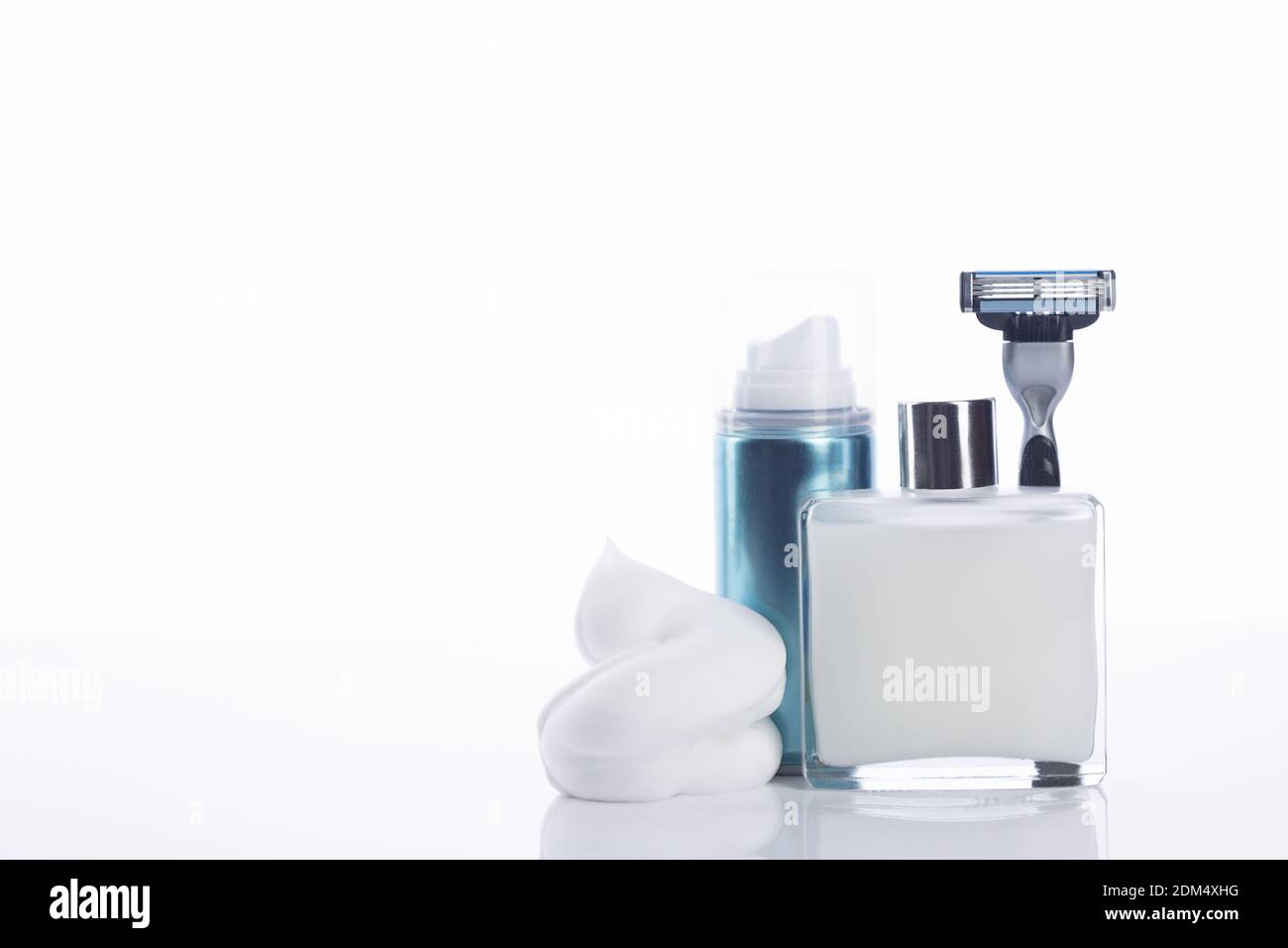 Set of shaving tools for men, with copy space on White background Stock ...