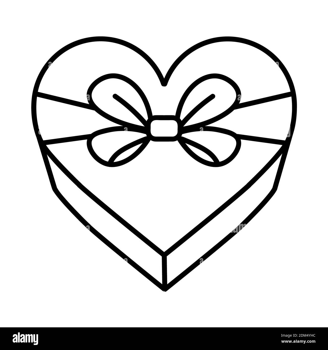 Gift box in the shape of heart icon. Parcel with ribbon bow. simple ...