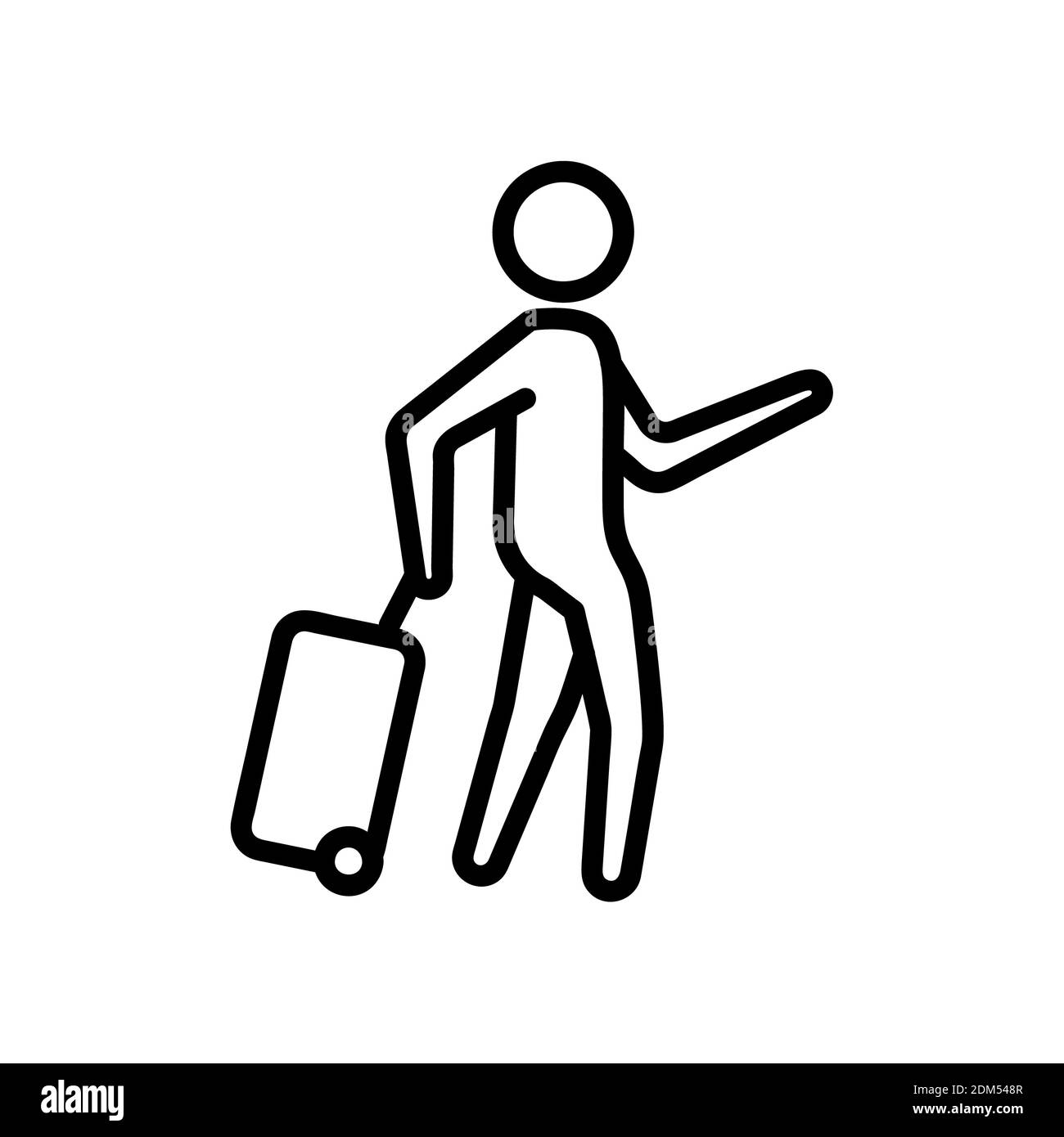 Human travels with luggage icon. Tourism vacation symbol. Travel stock ...