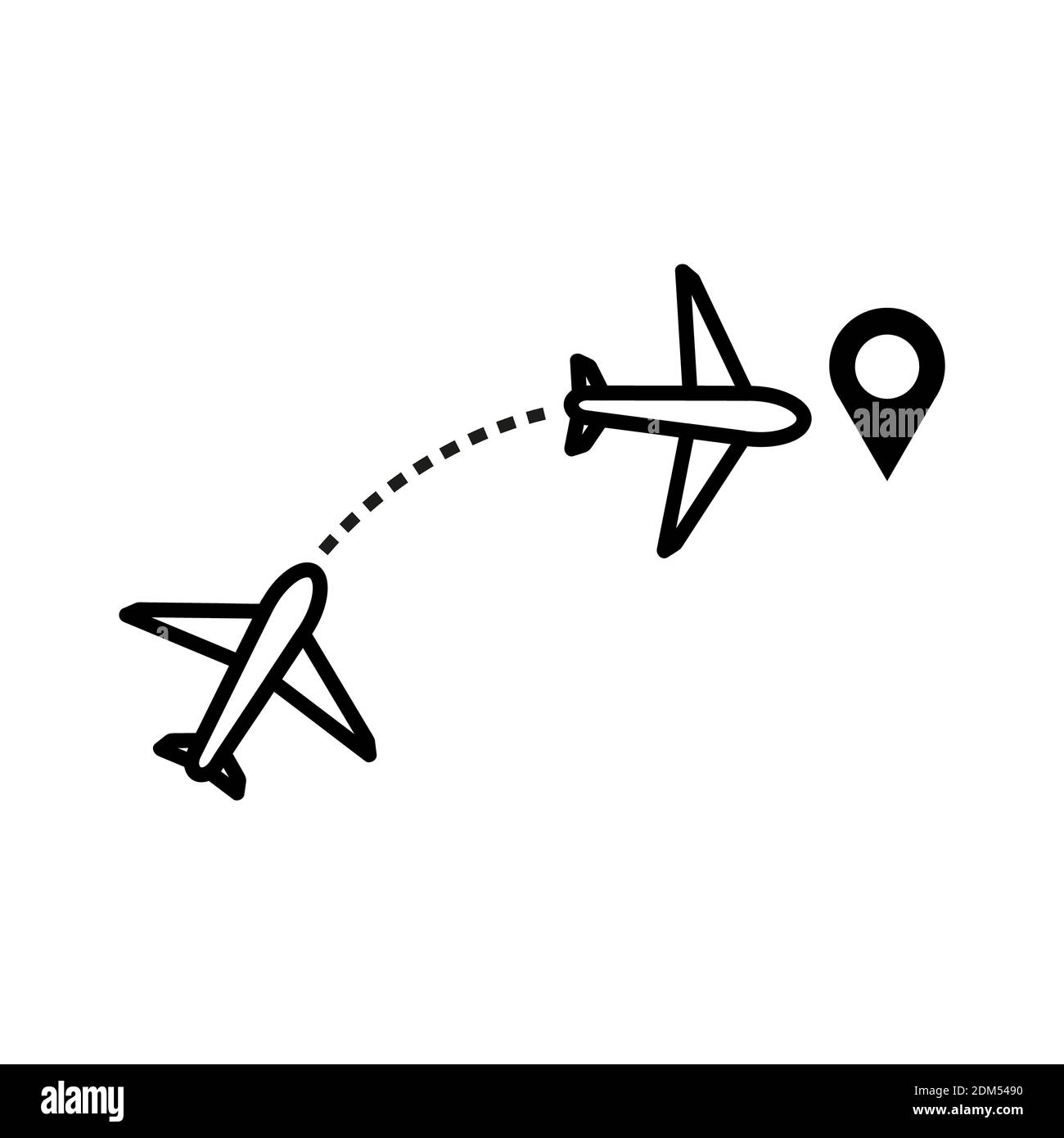 Air plane flyes to destination icon. Tourism vacation symbol. Travel ...