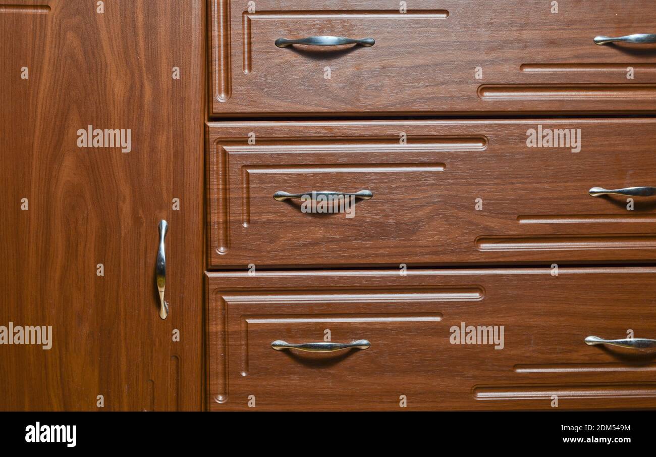 Texture of the door of a wooden bedside table Stock Photo - Alamy