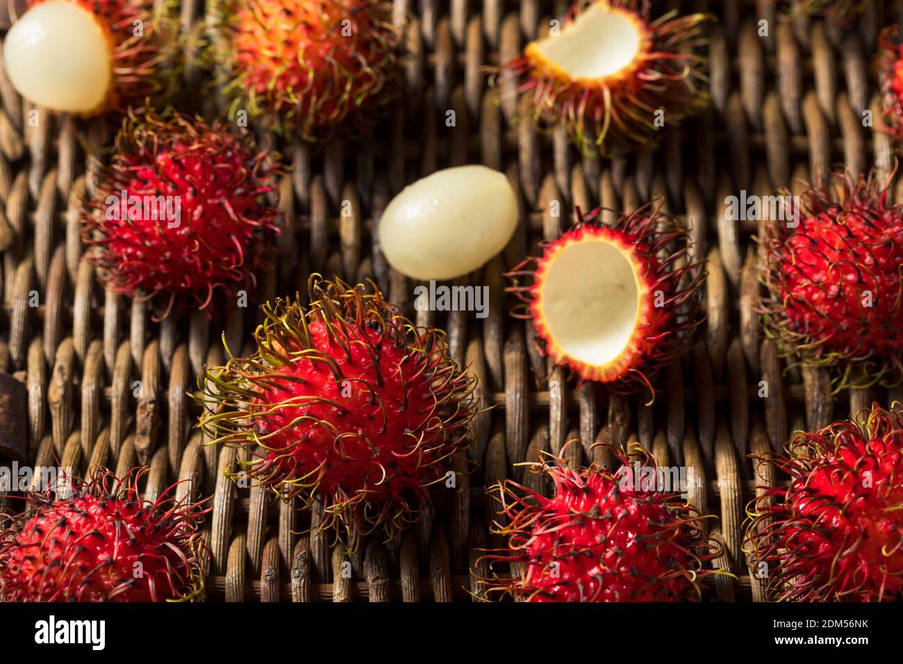 Raw Red Organic Rambutan Fruit Ready to Eat Stock Photo - Alamy