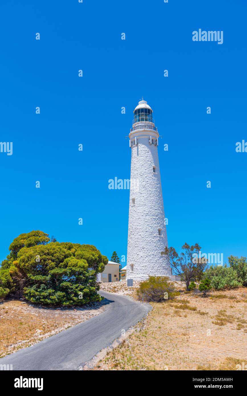 Wadjemup lighthouse in center of Rottnest island in Australia Stock ...