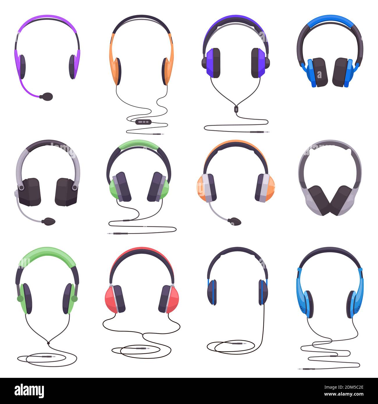 Headphones equipment. Music technology headset, audio headgear digital ...