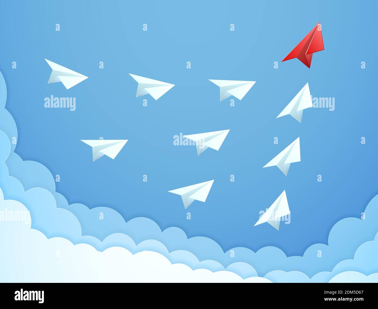 Paper plane leadership concept. Business teamwork, following leader ...