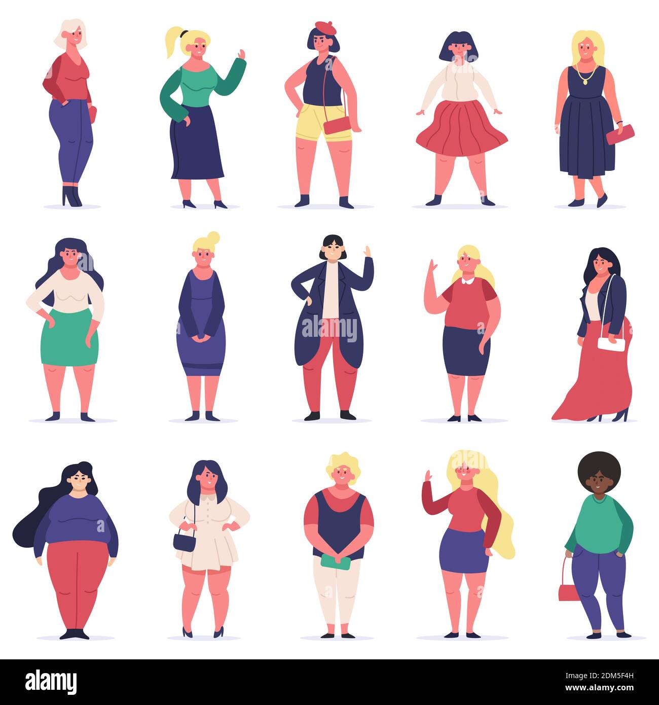 Plus size beautiful women. Multiracial body positive female fashionable ...