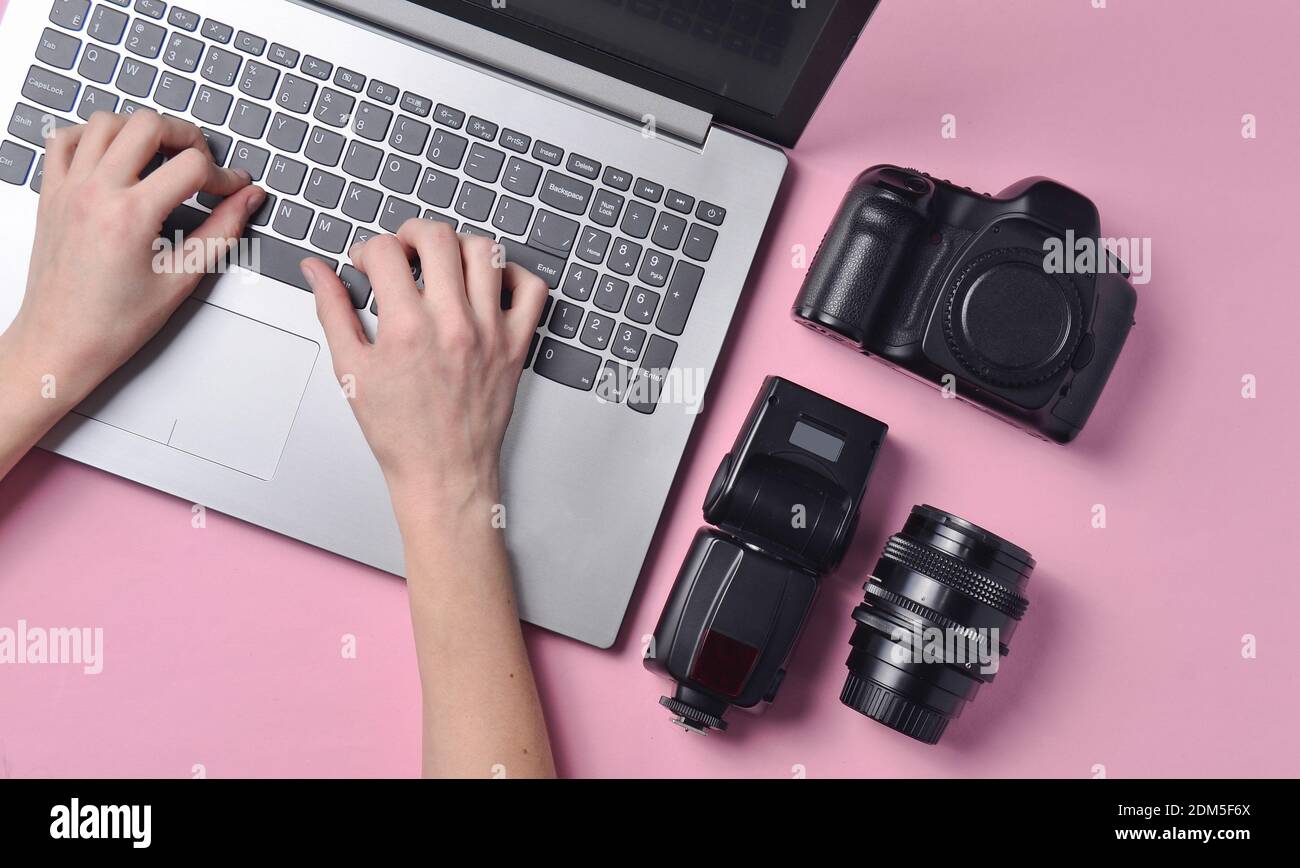 The work of the photographer, photo retouching. Photographic equipment ...