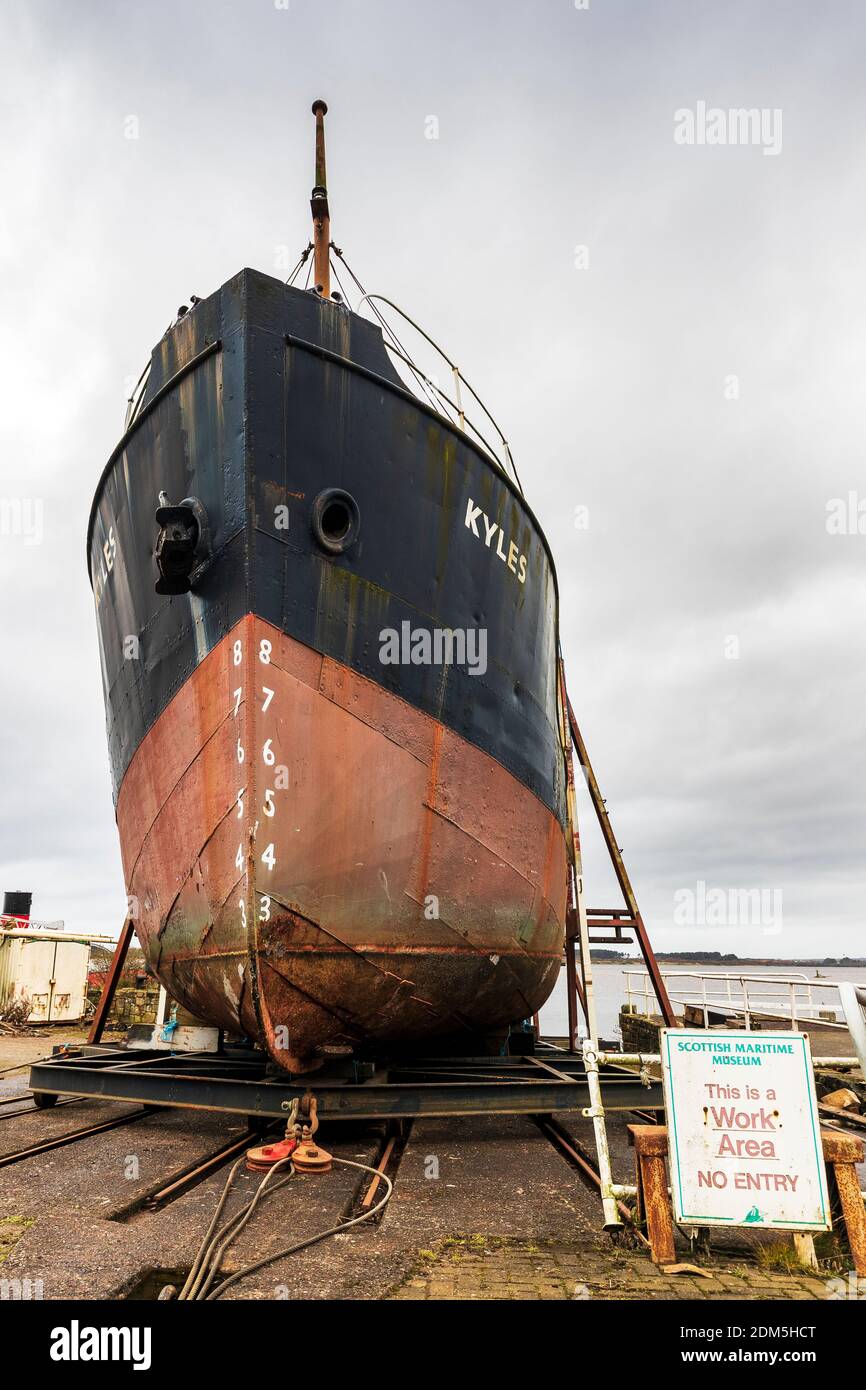 metal hull of the MV Kyle, a Clyde coaster cargo ship built in 1872 and ...