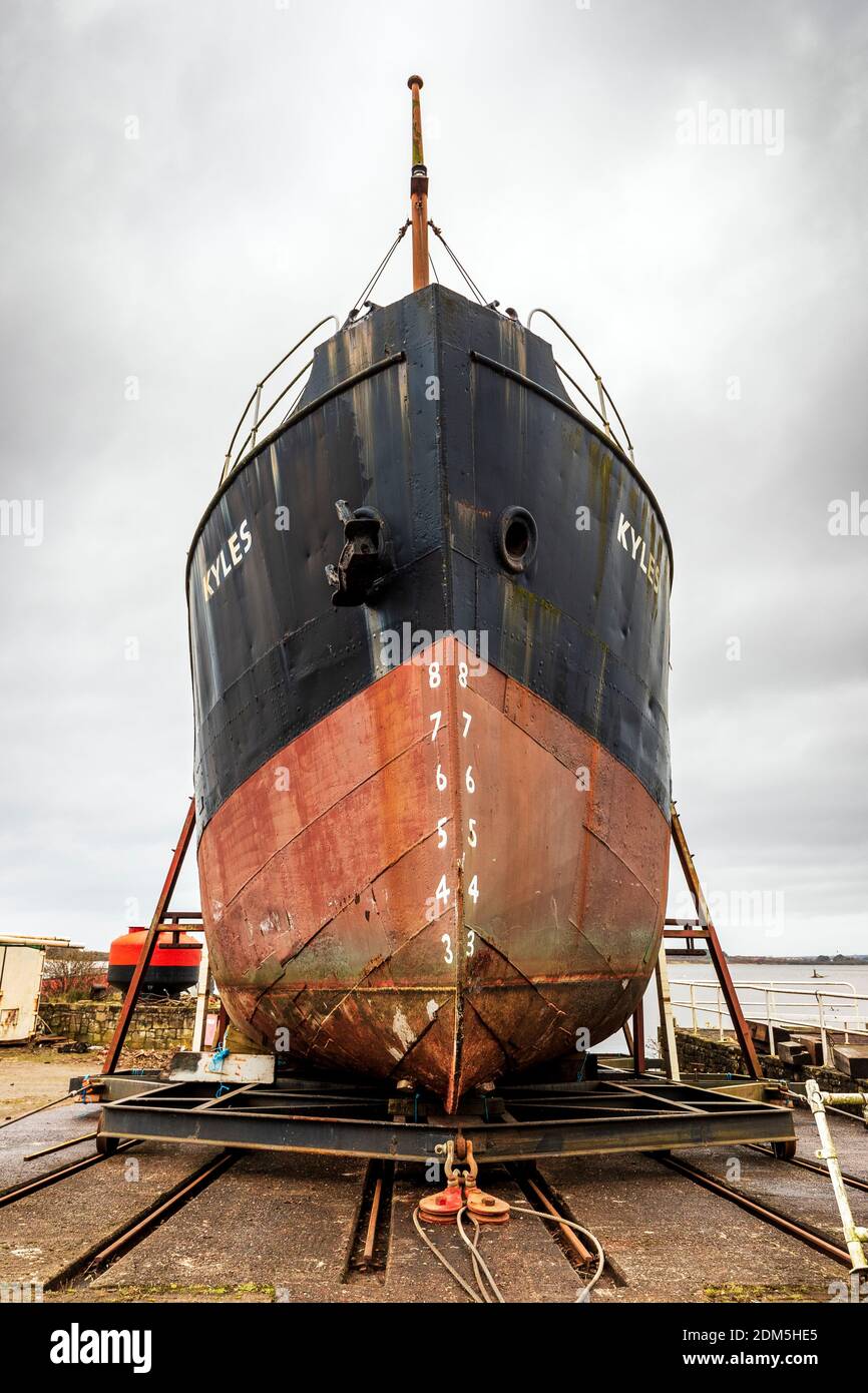metal hull of the MV Kyle, a Clyde coaster cargo ship built in 1872 and ...