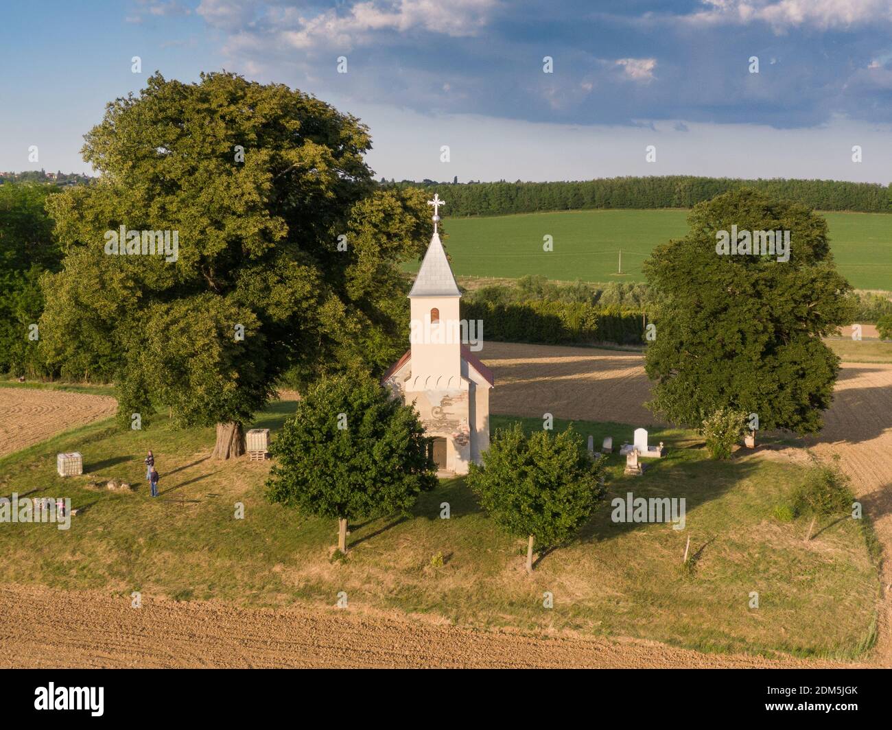 Aerial photo of Beautiful old small christian chapel Stock Photo - Alamy