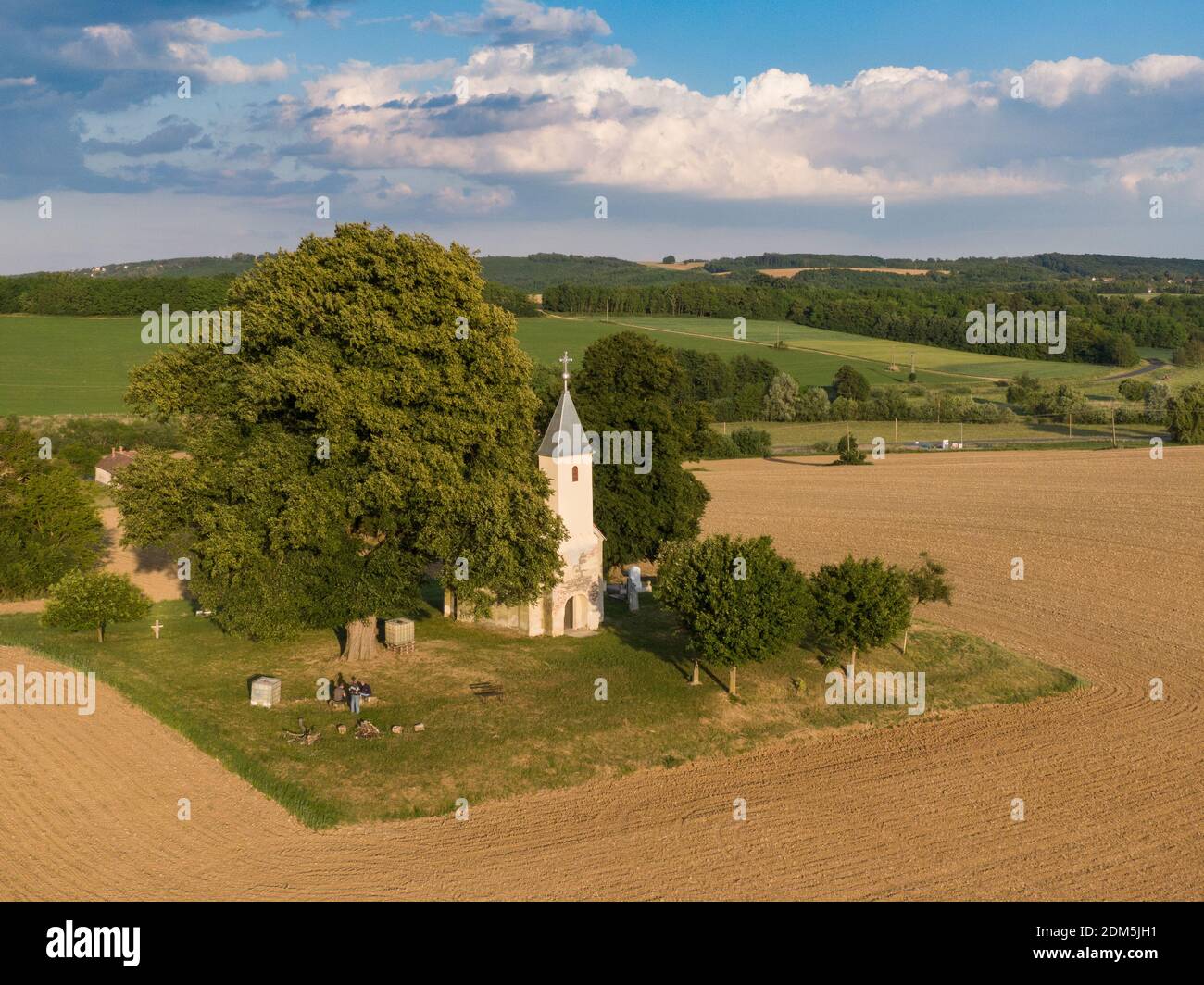 Aerial photo of Beautiful old small christian chapel Stock Photo - Alamy