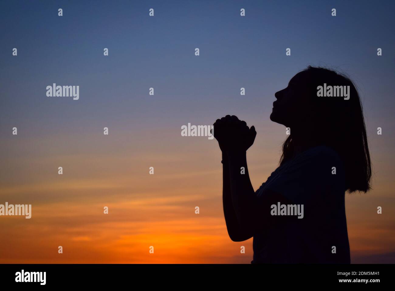 Silhouette Praying Hands Side View High Resolution Stock Photography ...