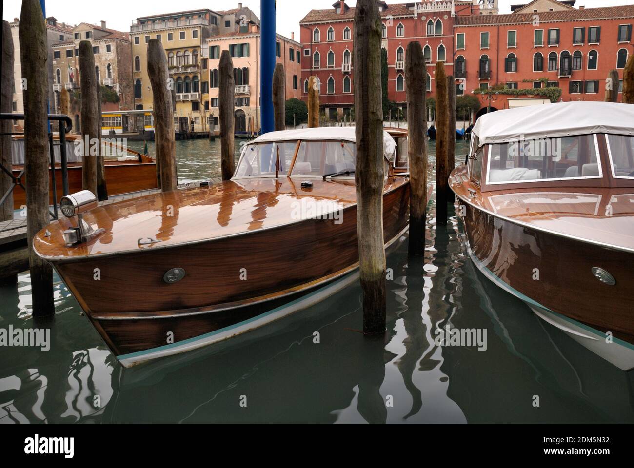 Speed boats dandling in Venice Stock Photo - Alamy