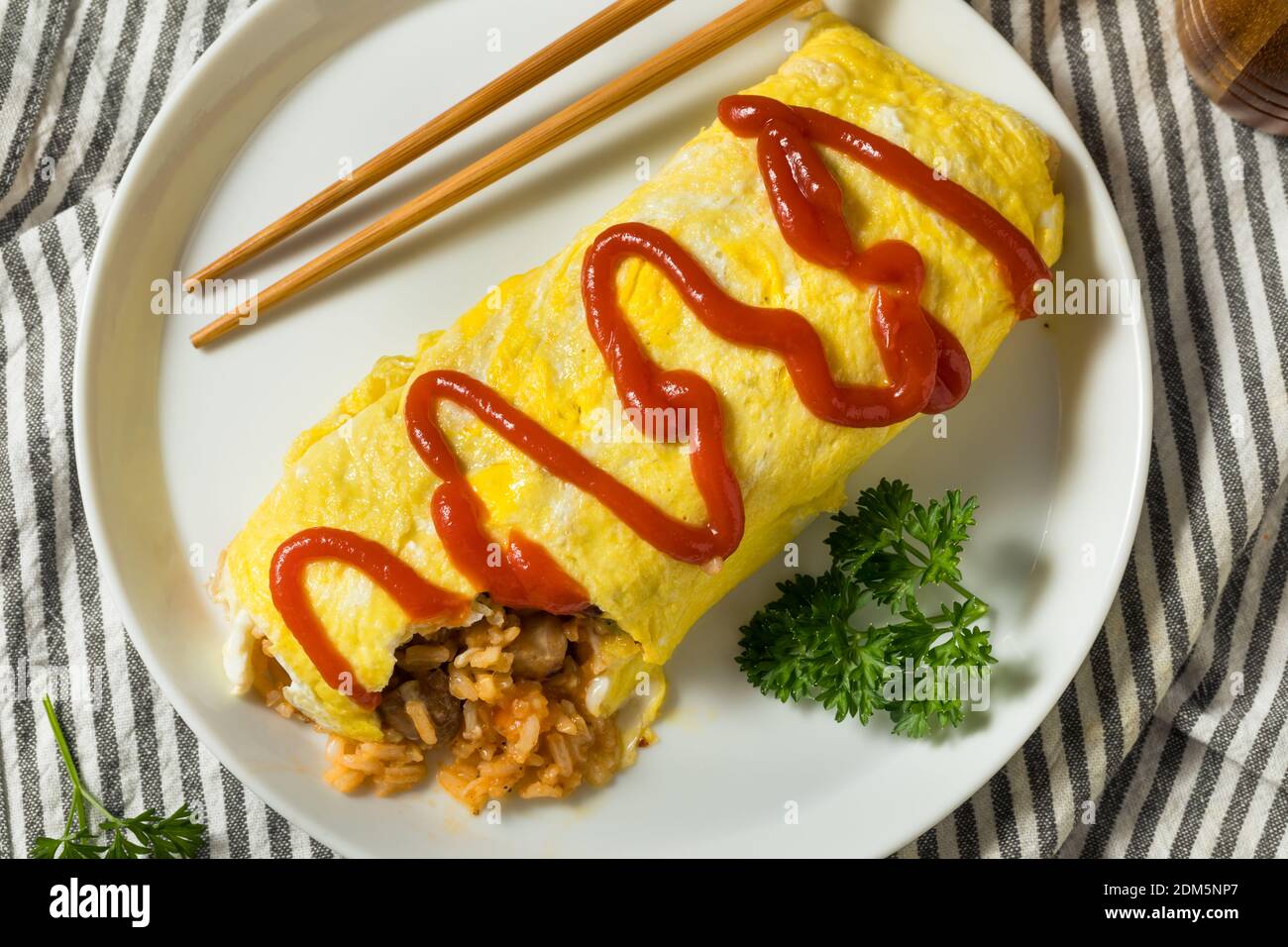 Homemade Japanese Omurice Rice Omelet with Ketchup Stock Photo - Alamy