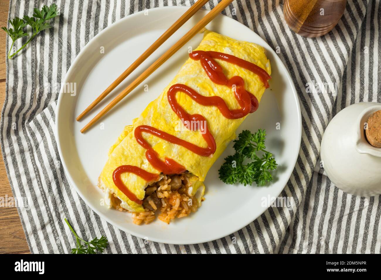 Homemade Japanese Omurice Rice Omelet with Ketchup Stock Photo - Alamy