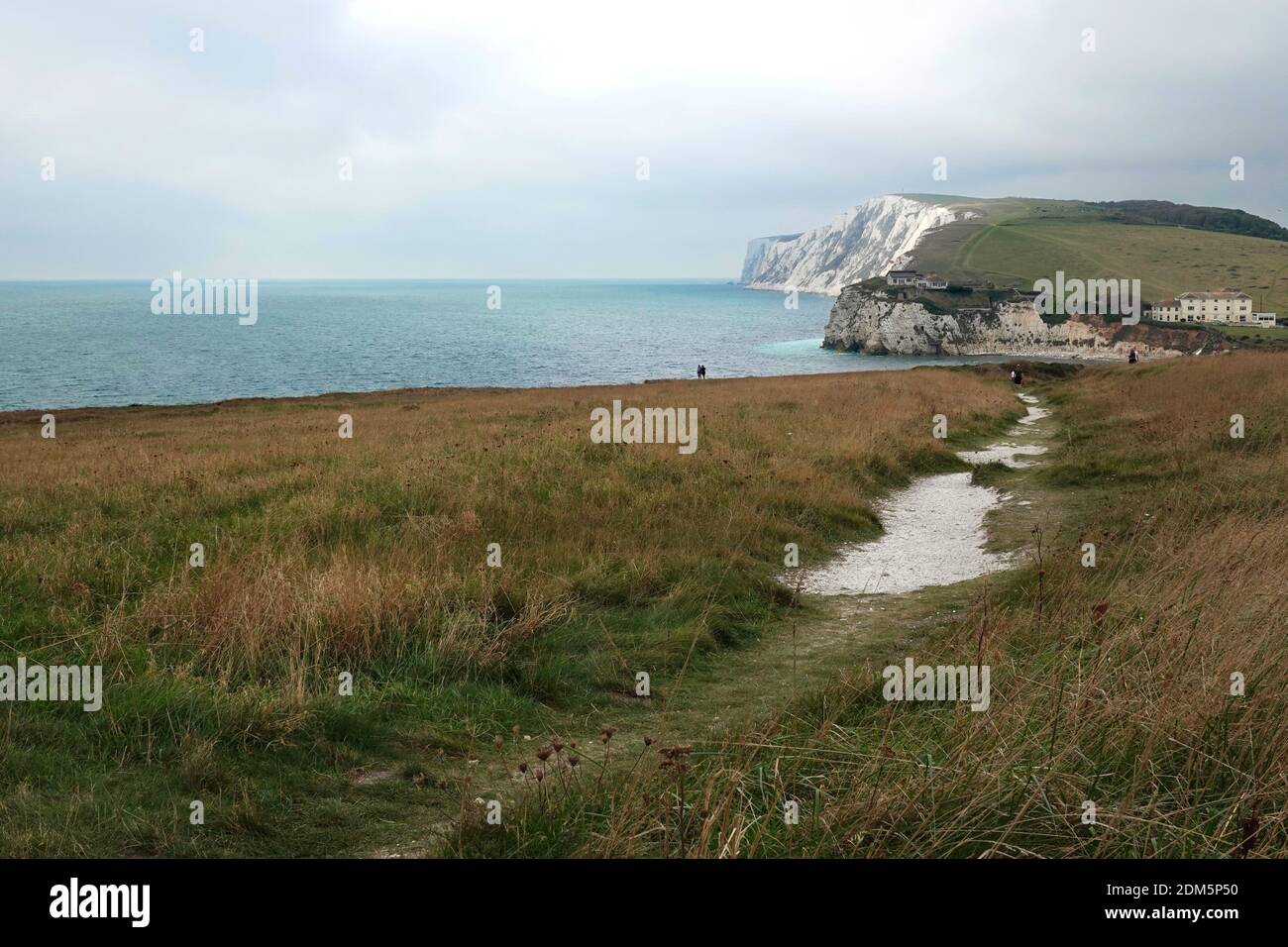 A view towards the white cliffs of Alum Bay on the Isle of Wight ...