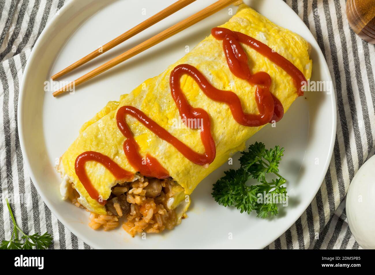 Homemade Japanese Omurice Rice Omelet with Ketchup Stock Photo - Alamy