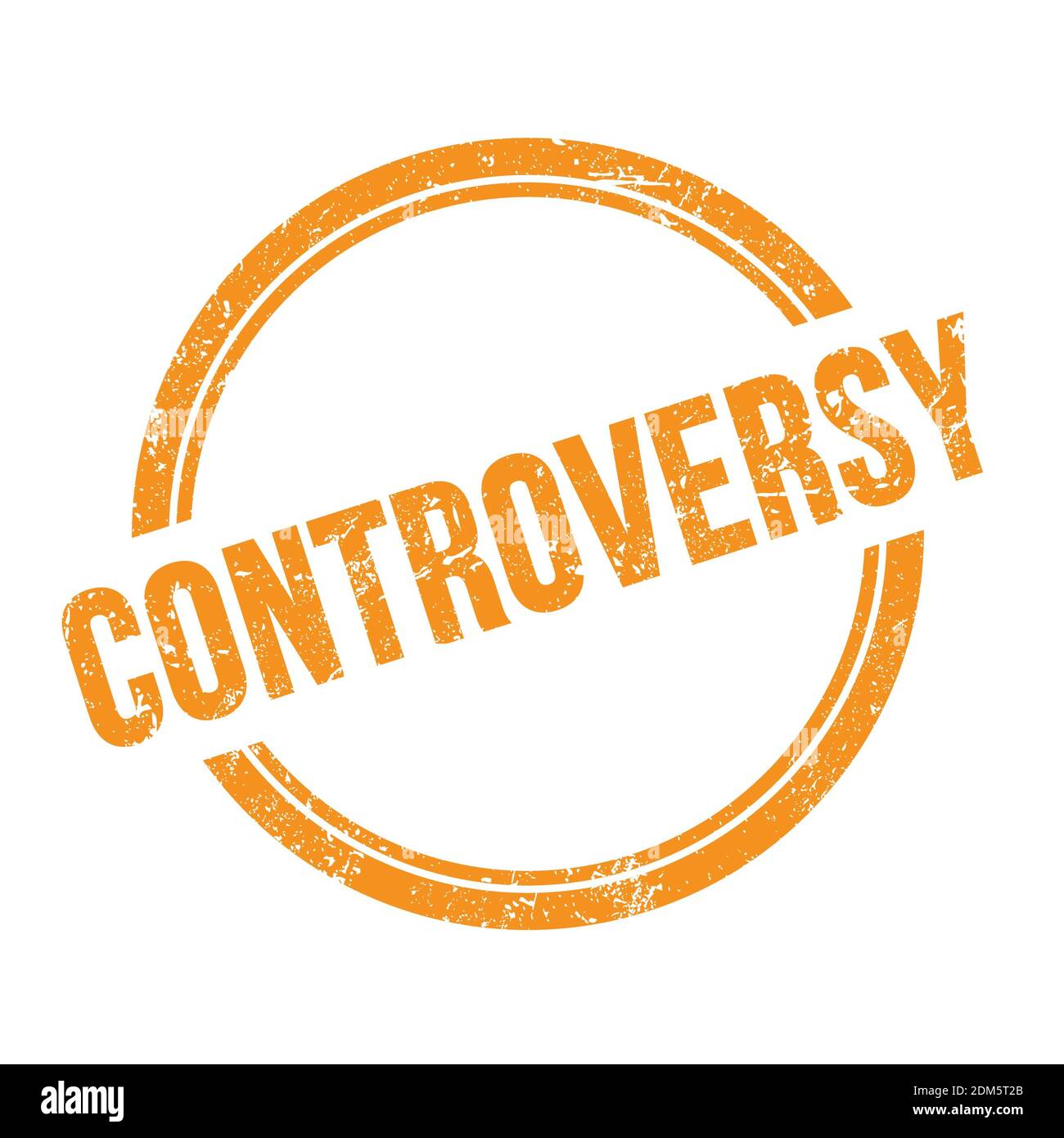 CONTROVERSY text written on orange grungy vintage round stamp Stock ...