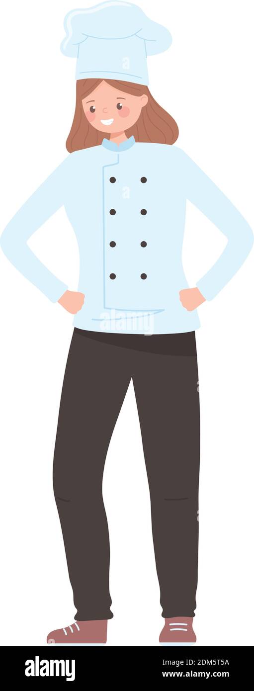 female chef character in white hat and uniform icon vector illustration ...
