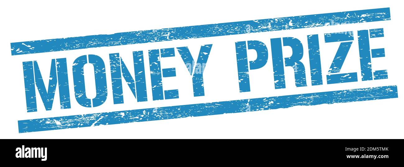MONEY PRIZE text on blue grungy rectangle stamp sign Stock Photo - Alamy