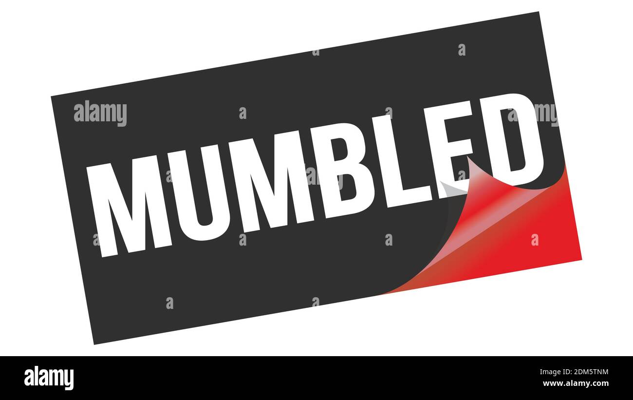MUMBLED text written on black red sticker stamp Stock Photo - Alamy