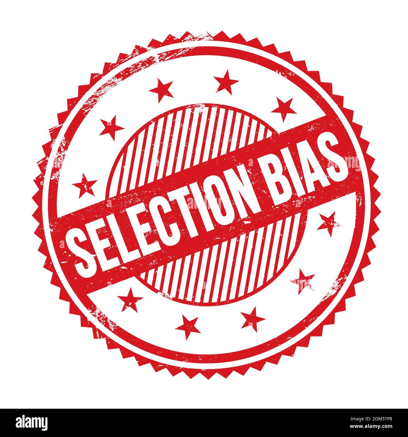 SELECTION BIAS text written on red grungy zig zag borders round stamp ...