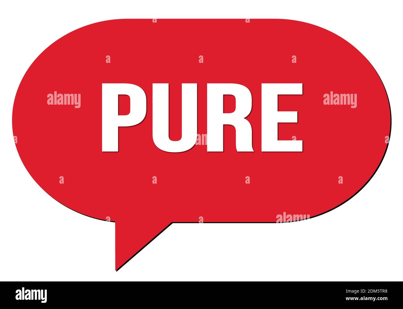 PURE text written in a red speech bubble stamp Stock Photo - Alamy