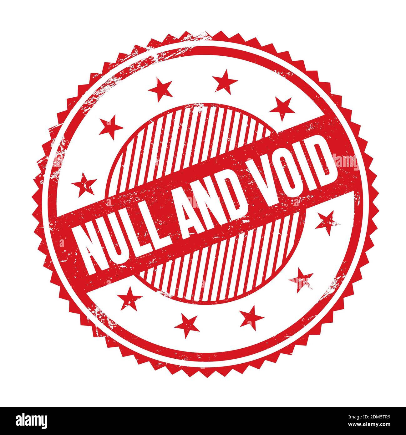 NULL AND VOID text written on red grungy zig zag borders round stamp ...