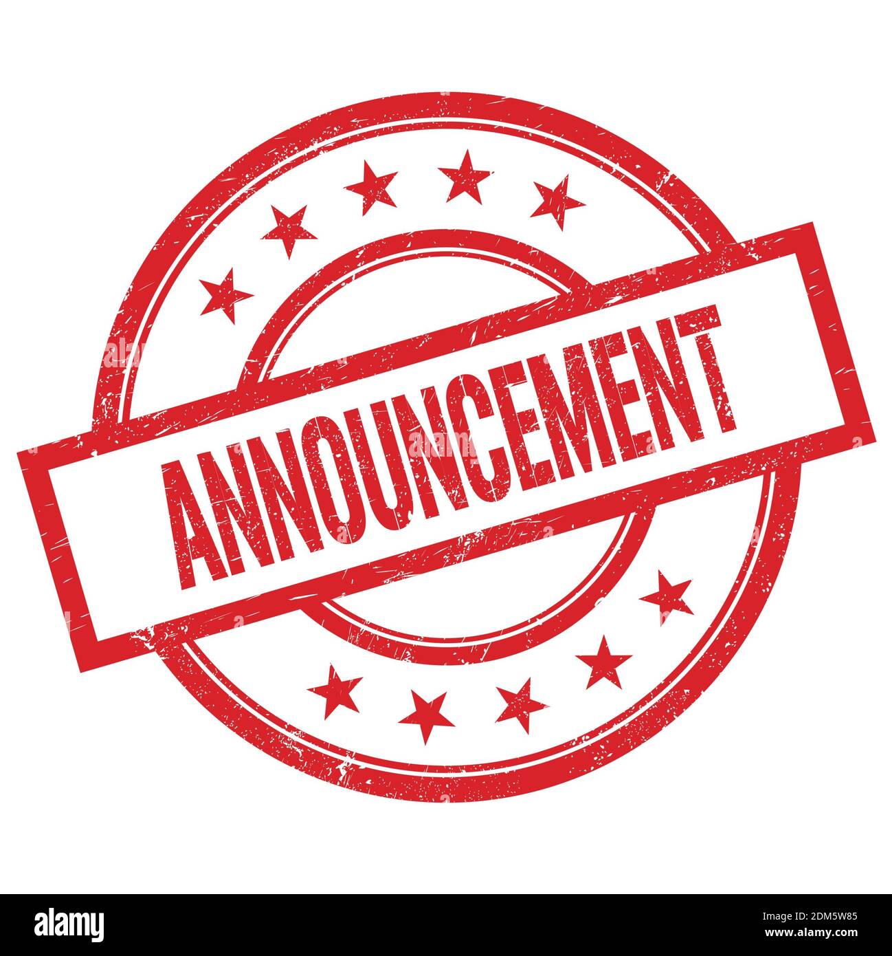 ANNOUNCEMENT text written on red round vintage rubber stamp Stock Photo ...