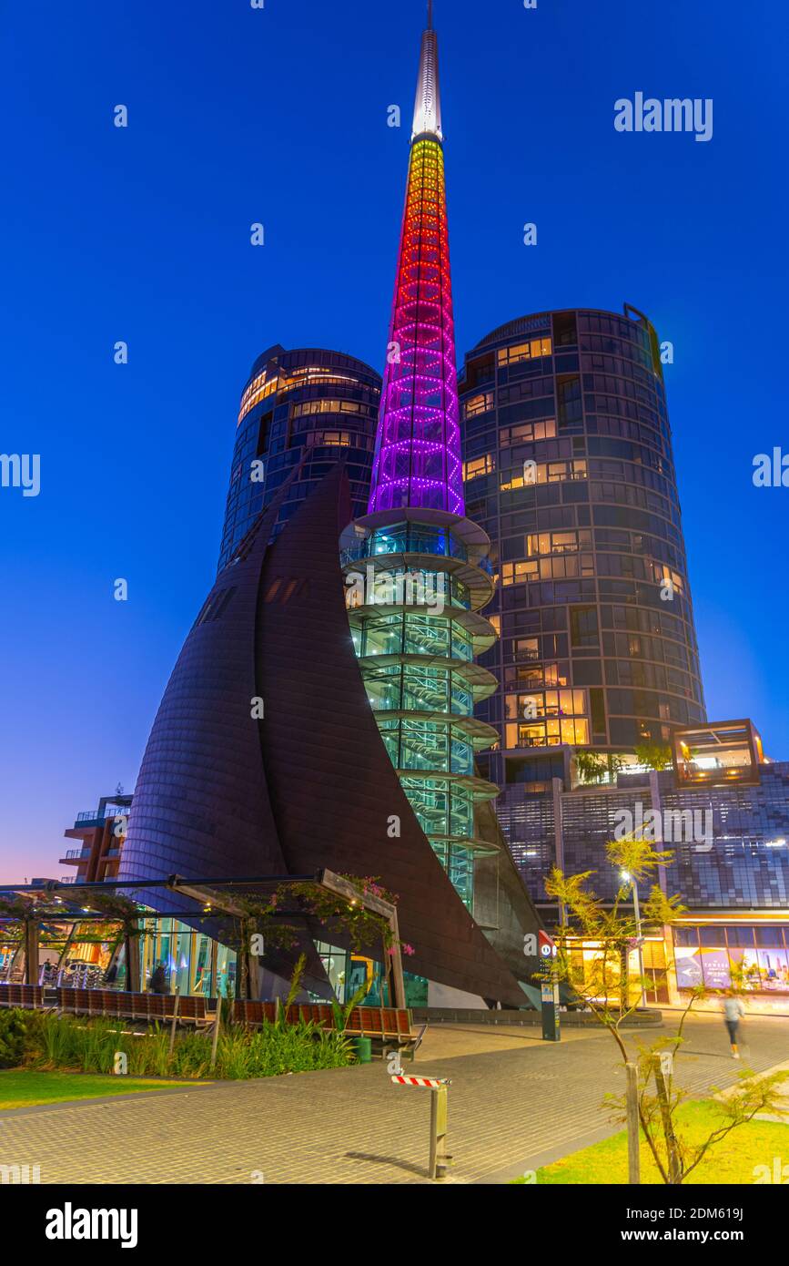 Night view of the bell tower in Perth, Australia Stock Photo - Alamy