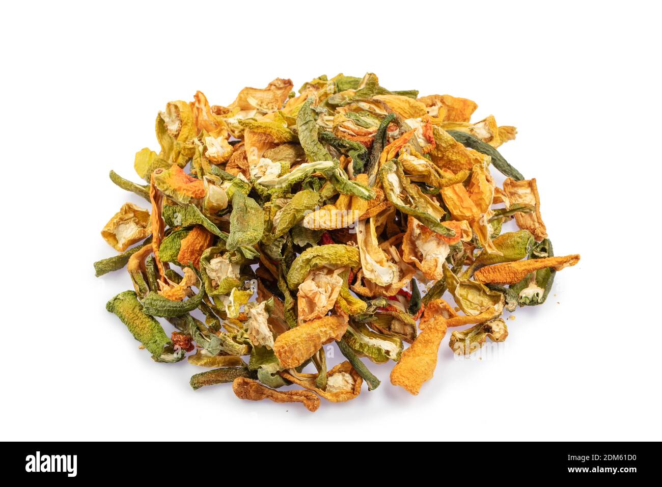 Dried vegetables on white table. Dried peppers, aubergines (eggplants ...