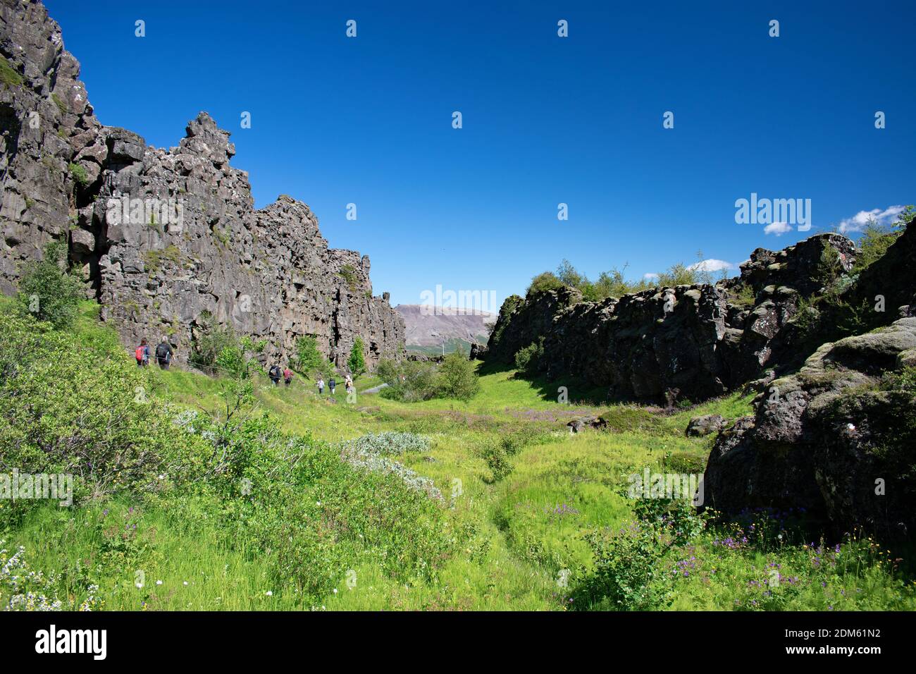 A section of the rift valley in Thingvellir National Park, Iceland ...