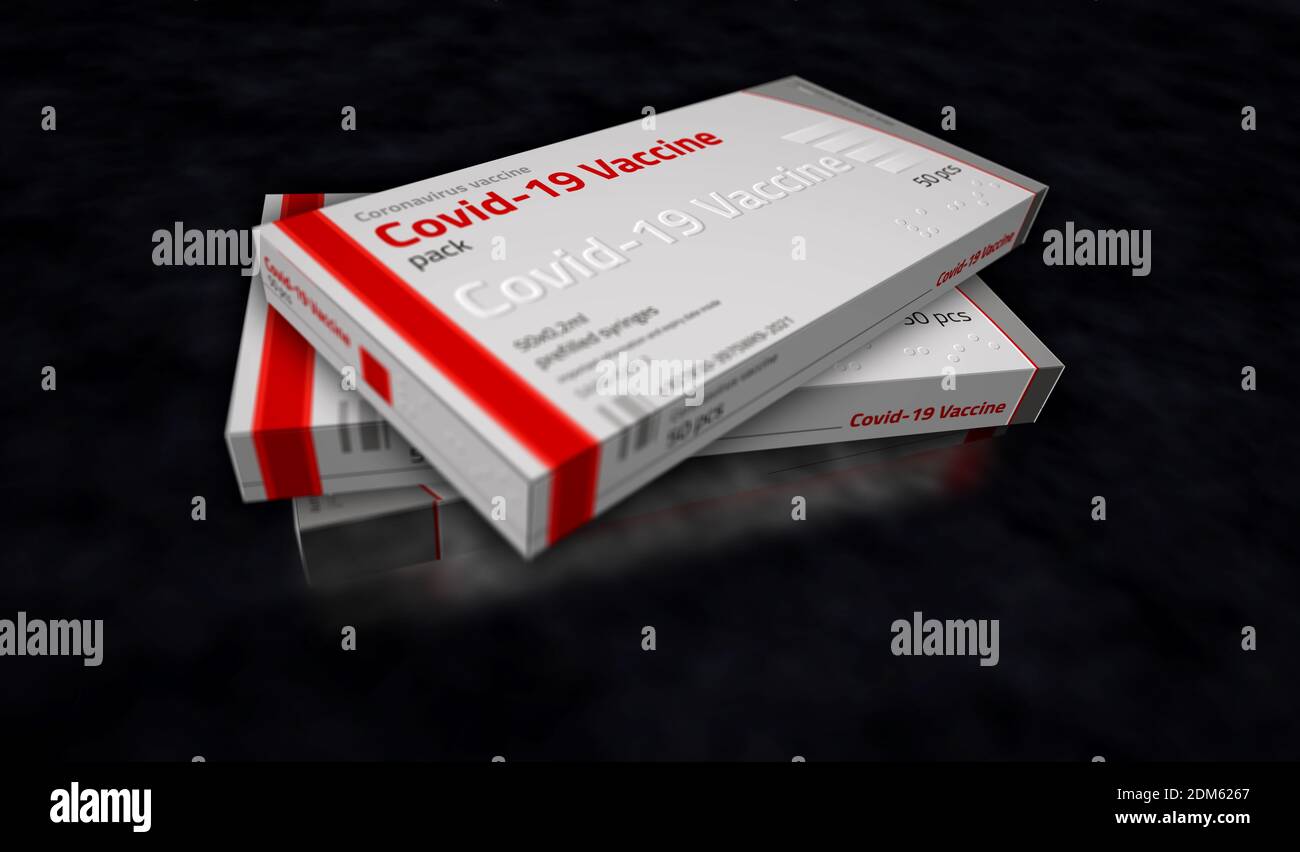 Covid-19 vaccine pack production. Coronavirus sars-cov-2 vaccination ...