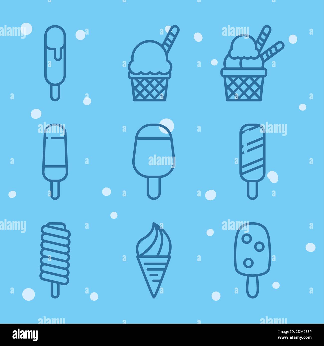 ice cream line style icon set design, Sweet and dessert theme Vector ...