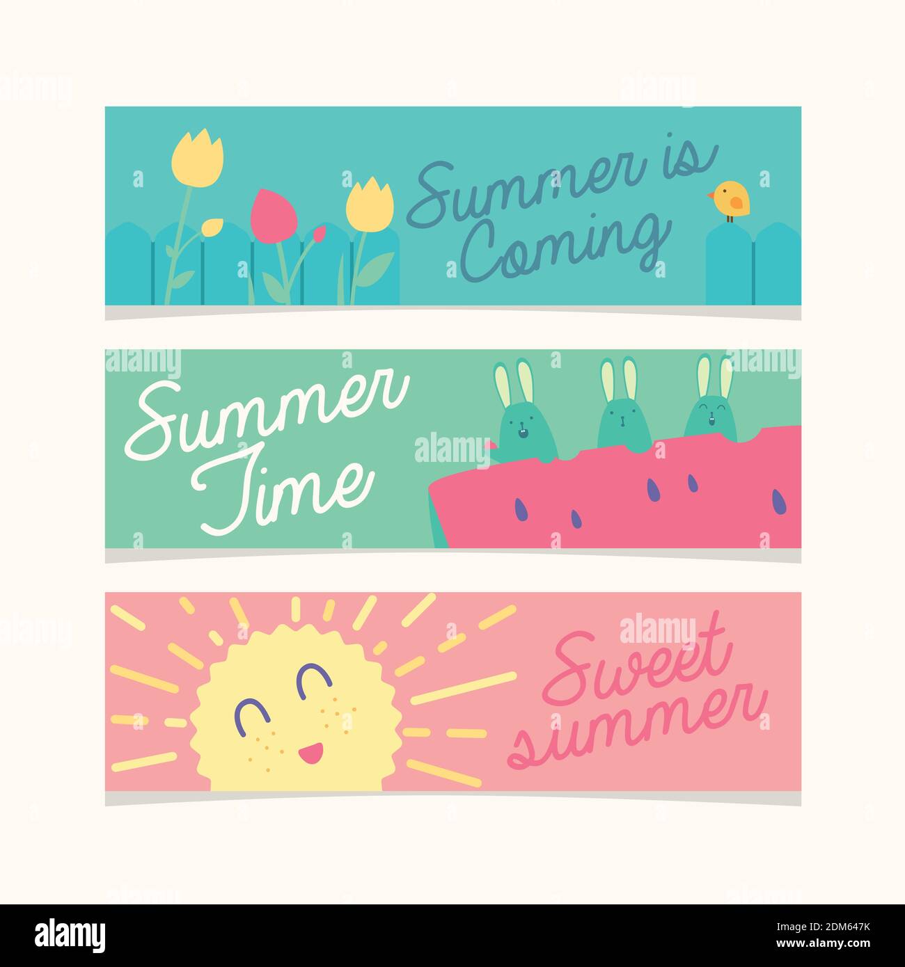 Collection of horizontal summer banners. Sweet summer banner design ...