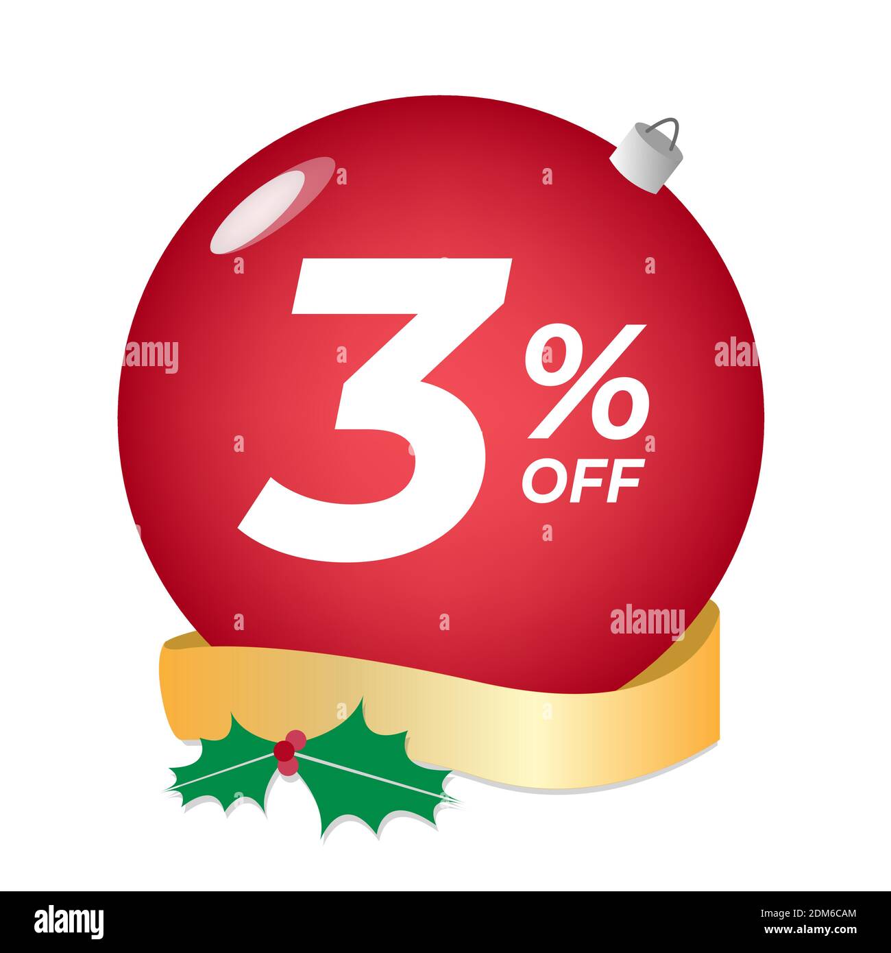 3 percent off. Three percent discount. Christmas sale banner. Red ...