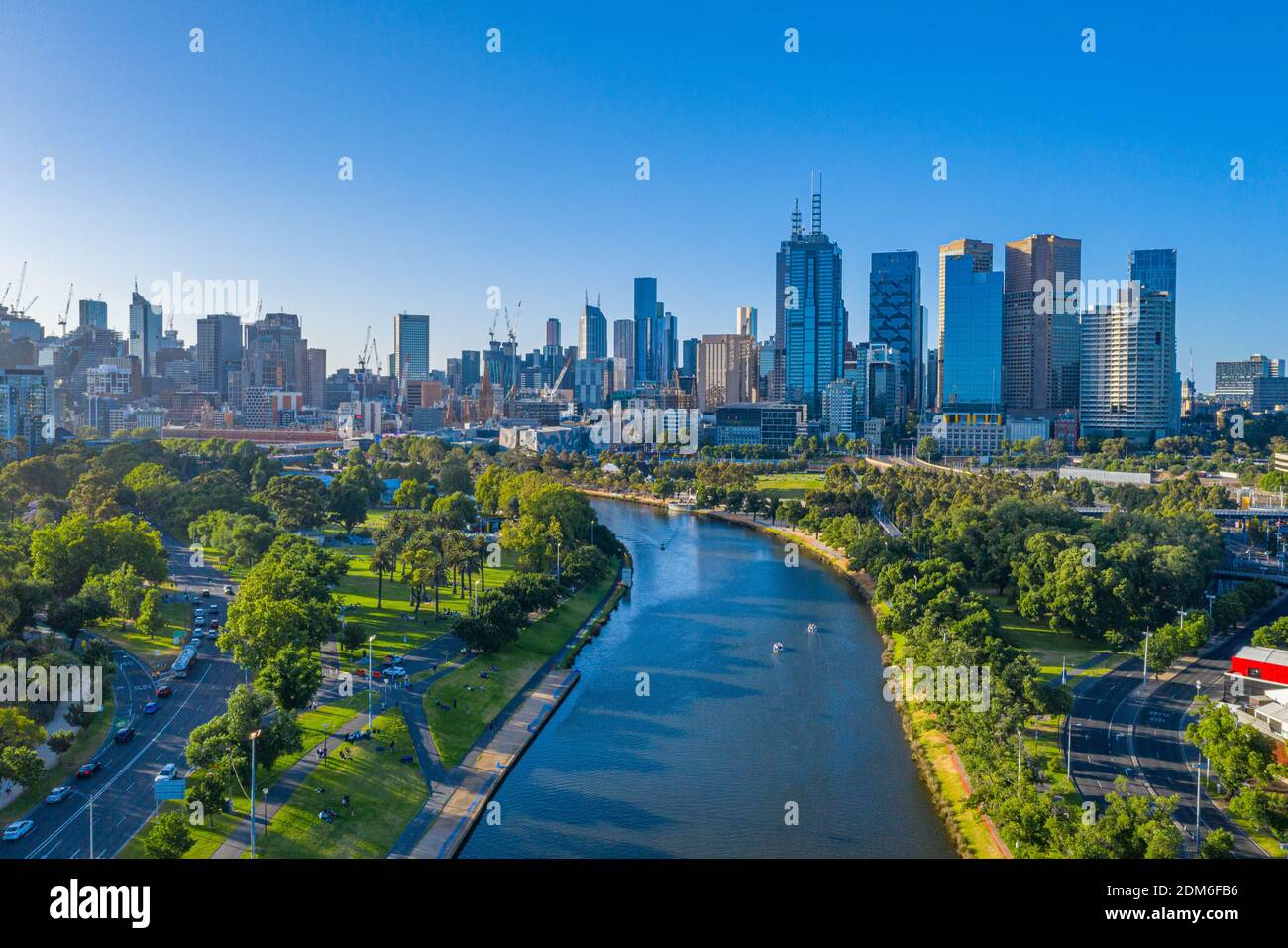 Skyline of Melbourne from Yarra river, Australia Stock Photo - Alamy