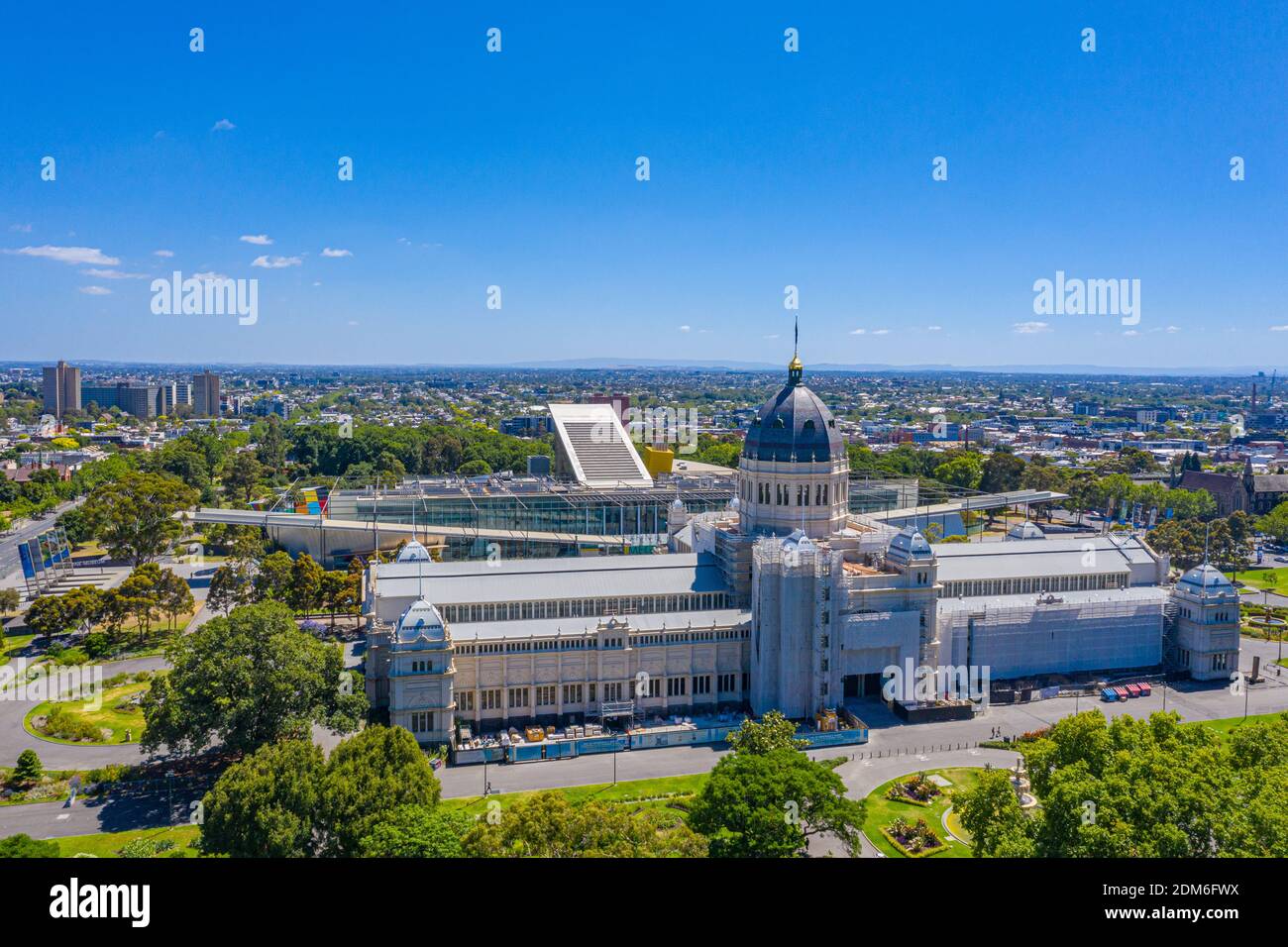 Aerial view of Royal Exhibition Building in Melbourne, Australia Stock ...