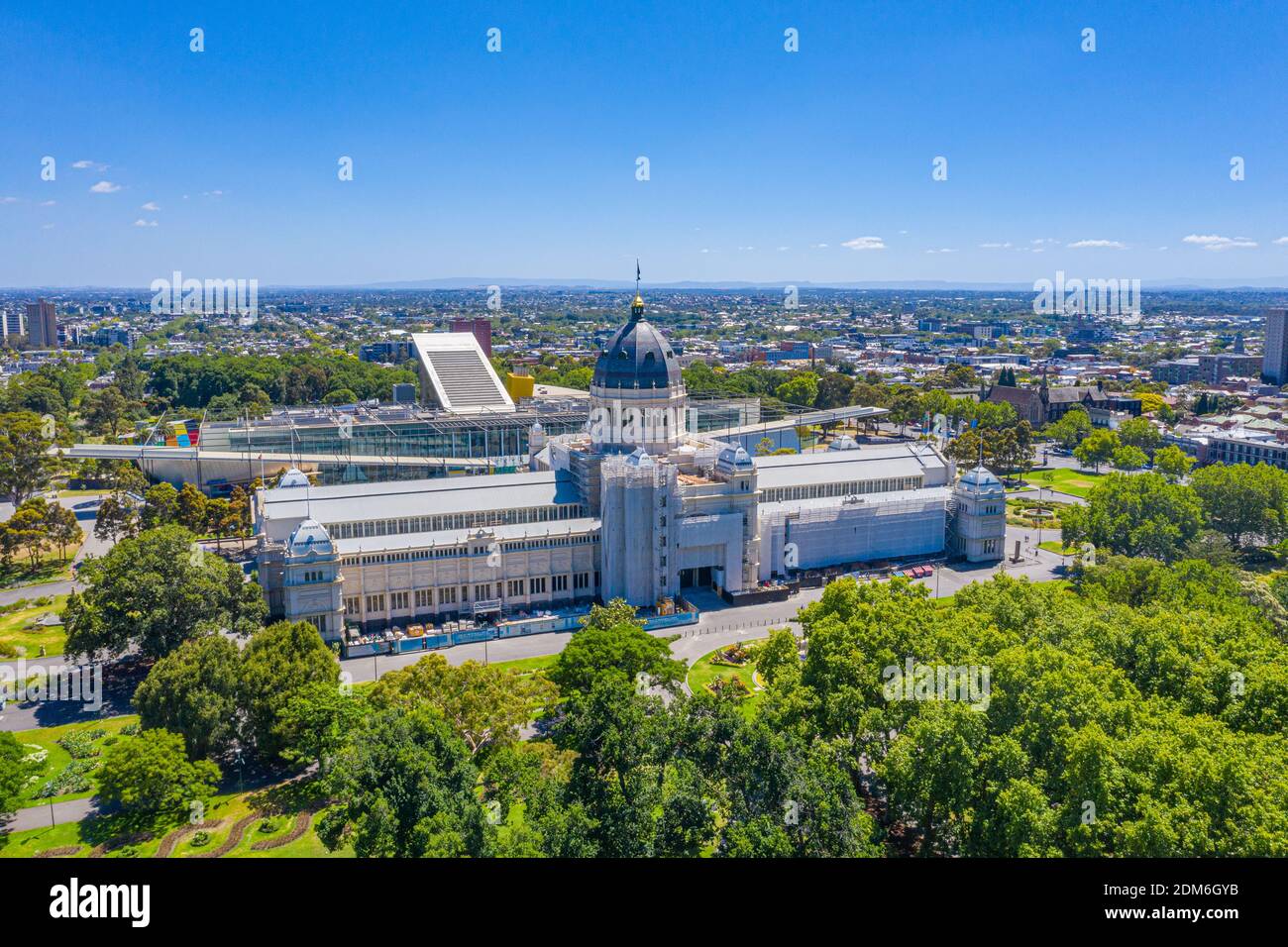 Aerial view of Royal Exhibition Building in Melbourne, Australia Stock ...