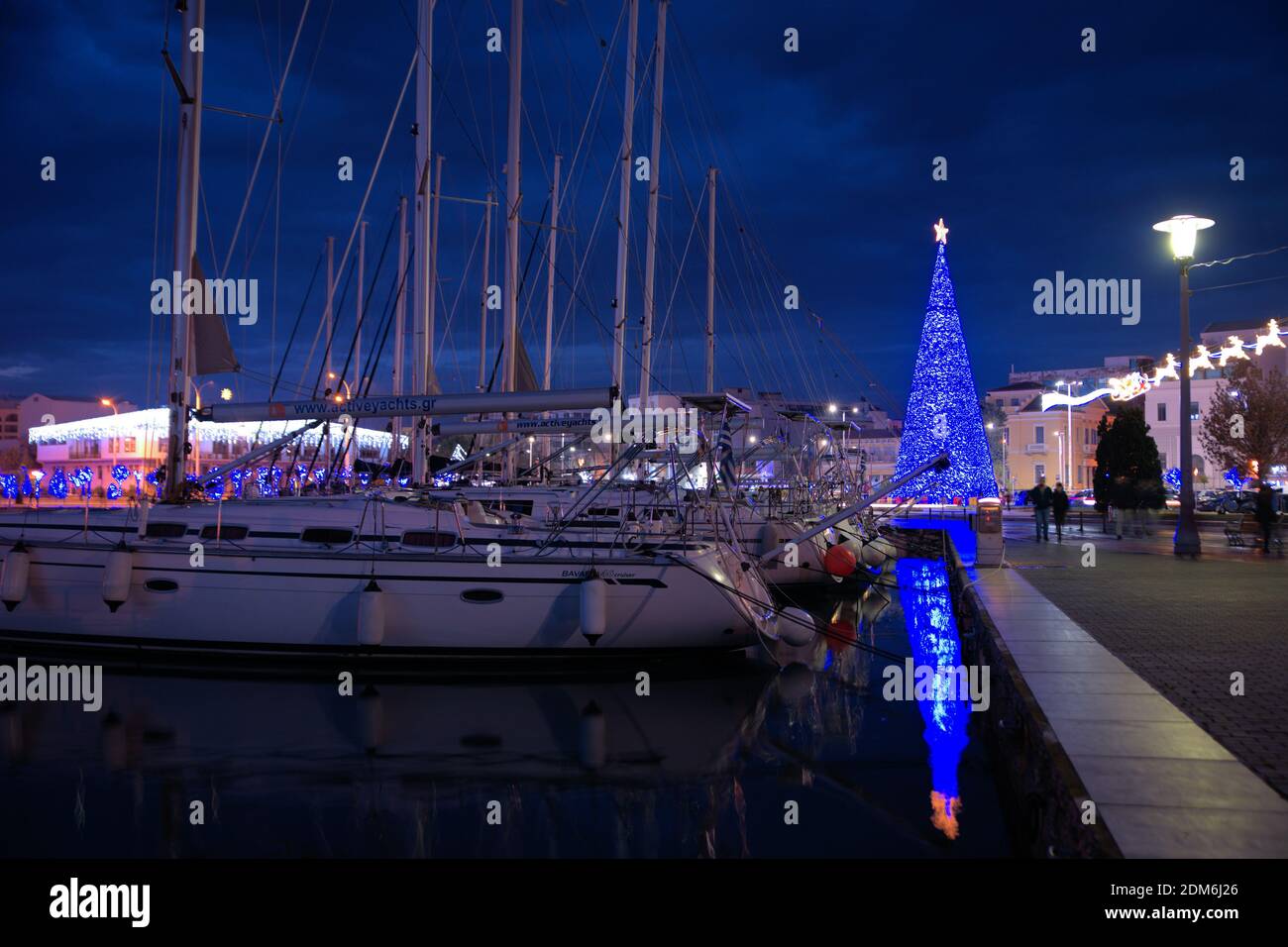 Volos city, Greece, the city of Volos decorated for the Christmas ...