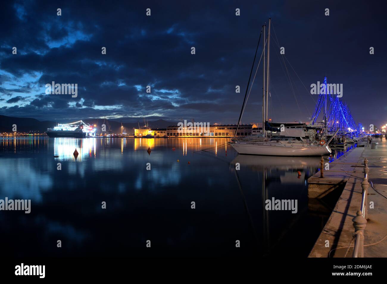 Volos city, Greece, the city of Volos decorated for the Christmas ...