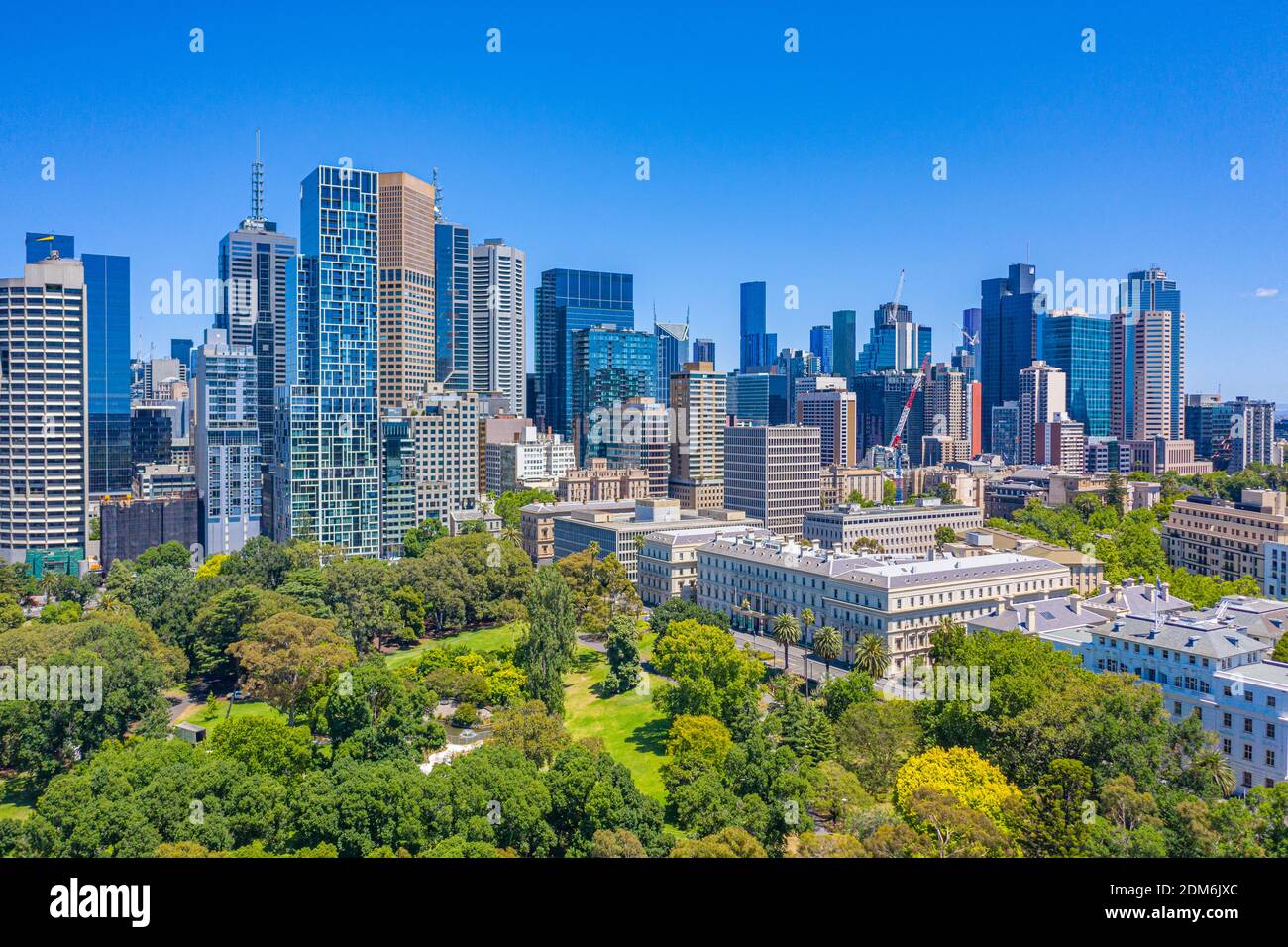 Cityscape of Melbourne viewed from Fitzroy Gardens, Australia Stock ...