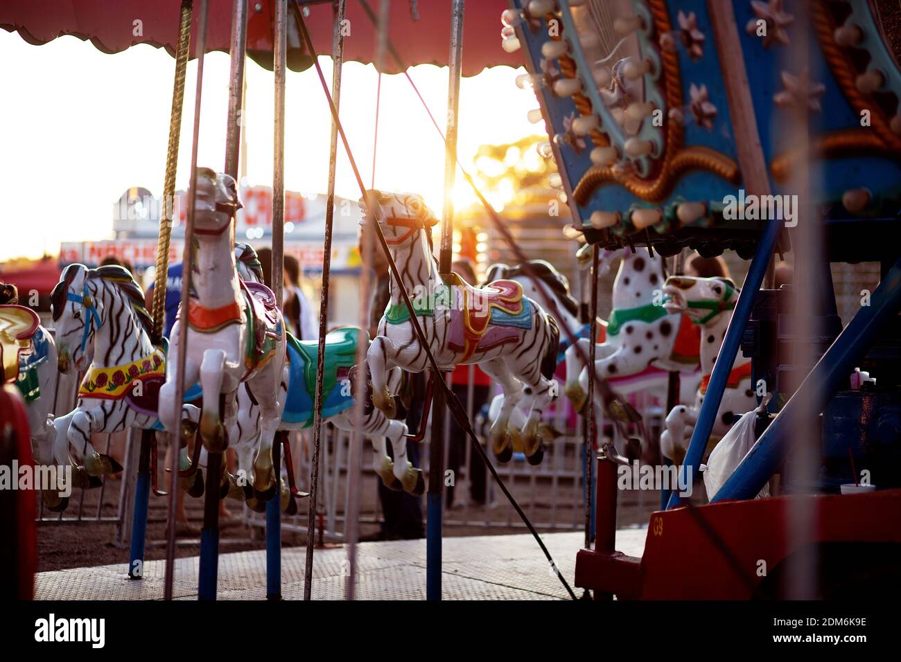 Carousel In Amusement Park Against Sky Stock Photo - Alamy