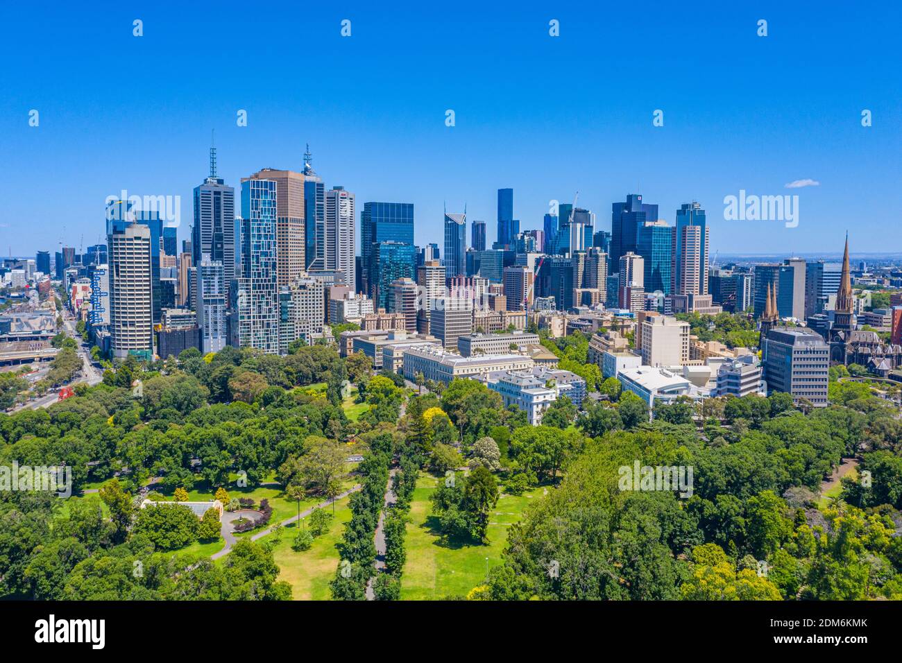 Cityscape of Melbourne viewed from Fitzroy Gardens, Australia Stock ...