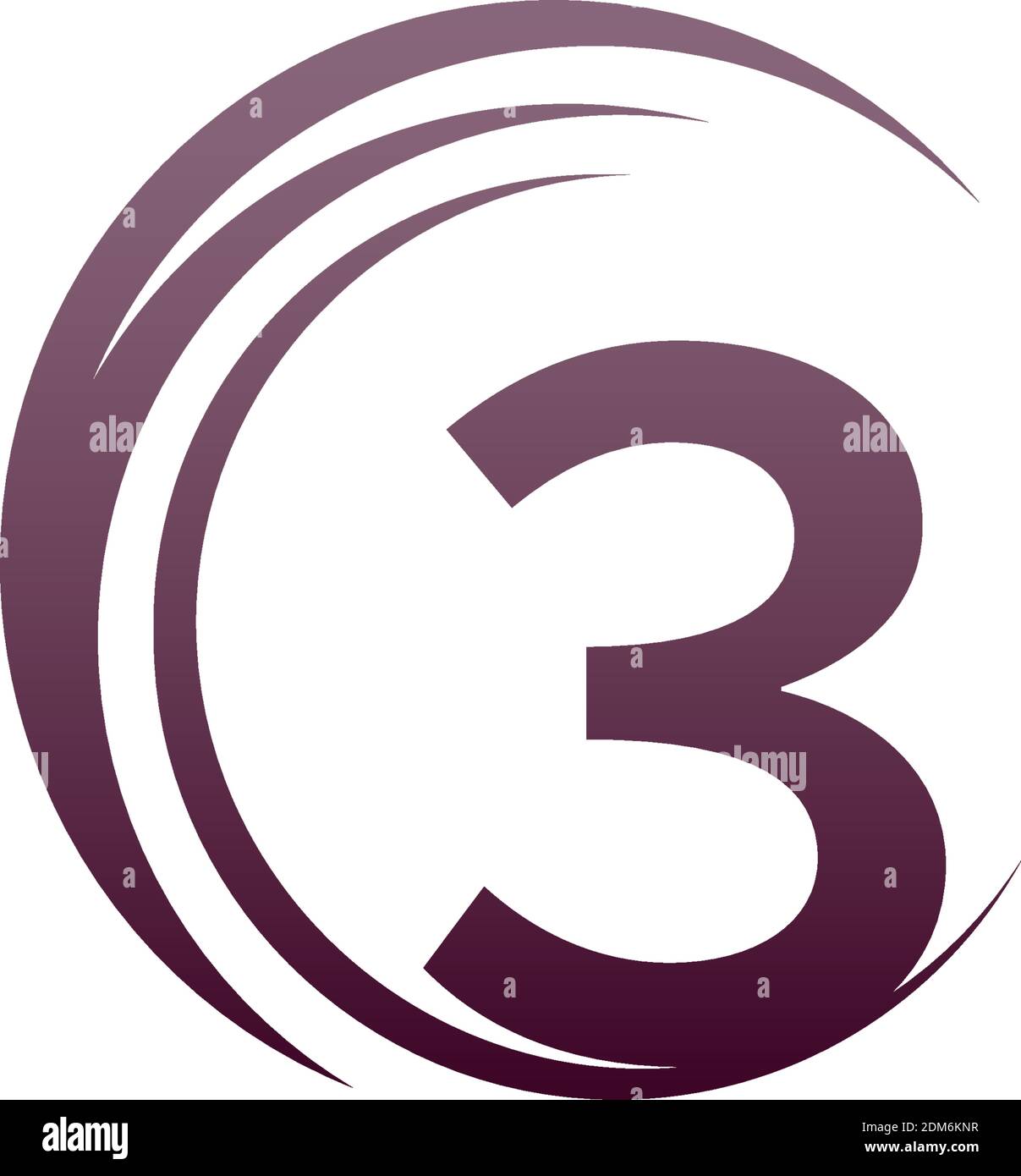 Wave circle number 3 logo icon design illustration Stock Vector Image ...